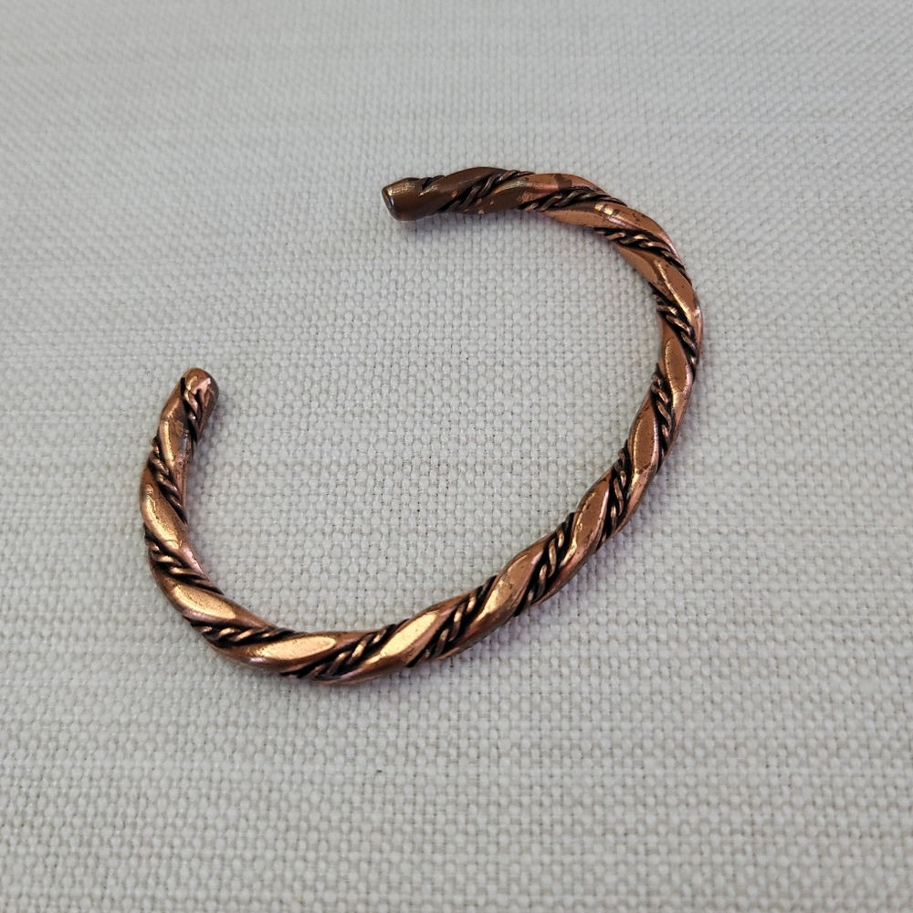 Braided Copper Cuff Bracelet - Gem